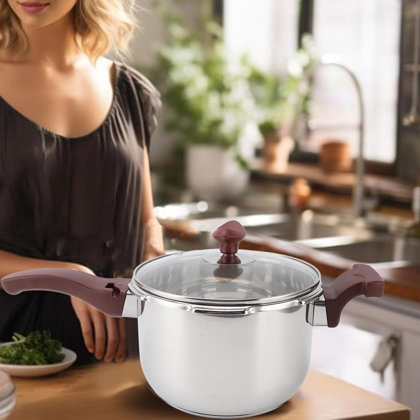 Induction Compatible Stovetop Pressure Cooker Deeluban 4 Quart ...