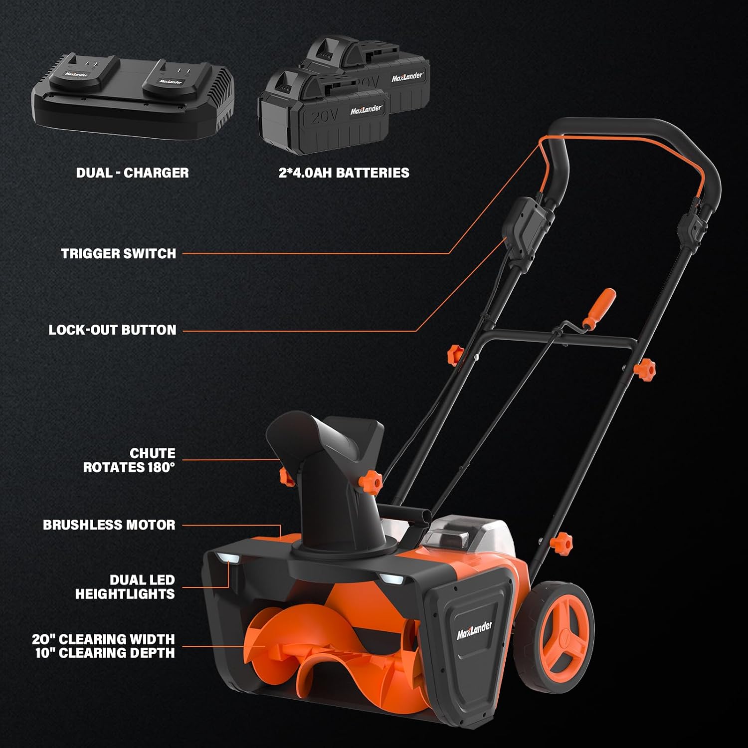 MAXLANDER Snow Blower Cordless, 40V 20-Inch Chile | Ubuy