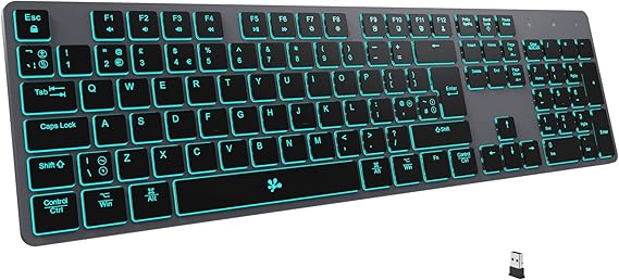 B.FRIENDIT Wireless Backlit Keyboard, Rechargeable USB Silent Slim ...