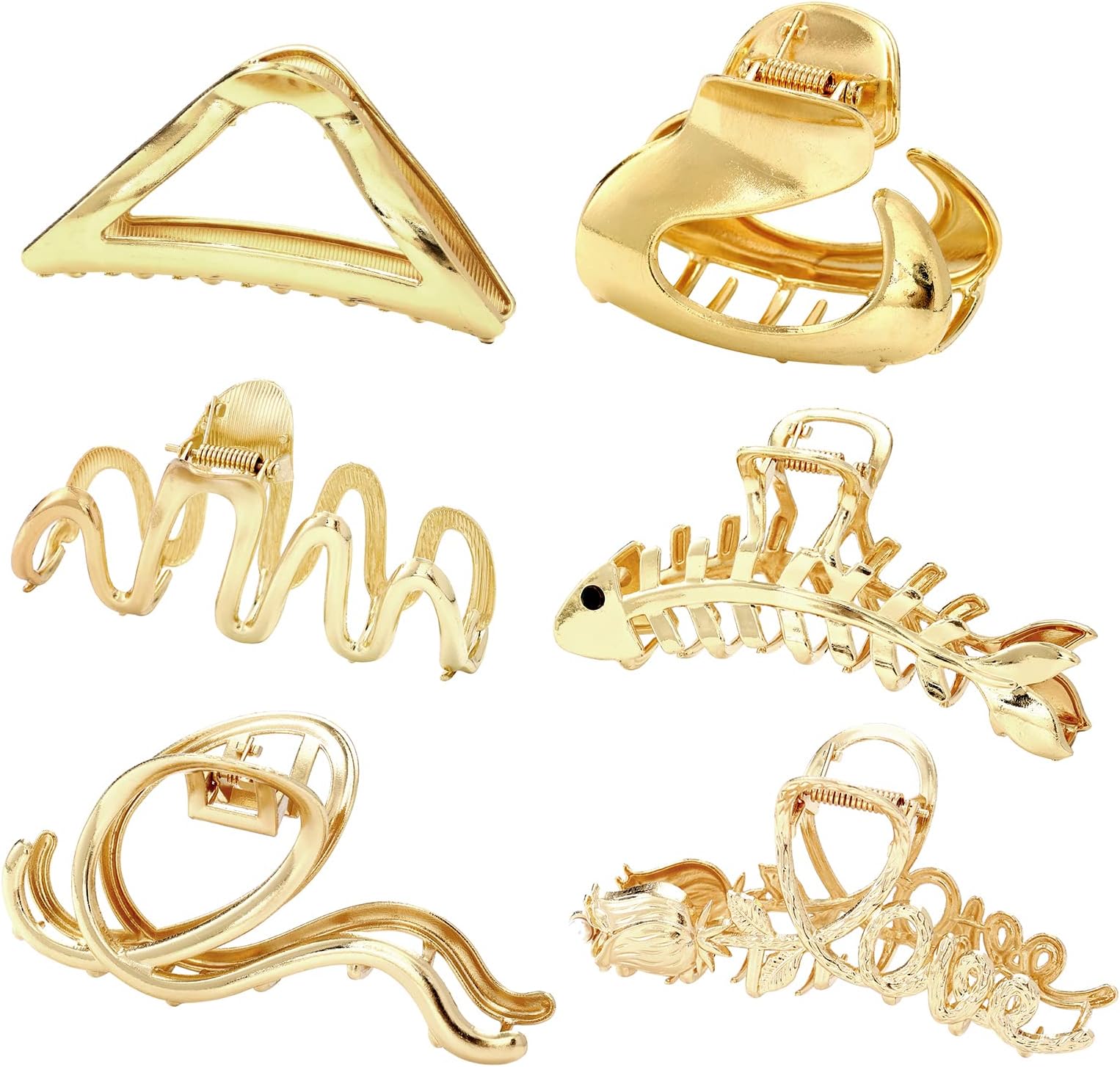Amazon.com: Brinie Metal Hair Claw Clamps Gold Hair Clips Snake Hair ...