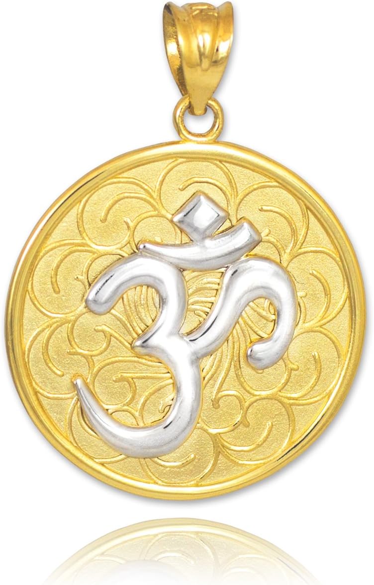 Amazon.com: 10k Two Tone Gold Om (Aum) Medallion Pendant : Clothing ...