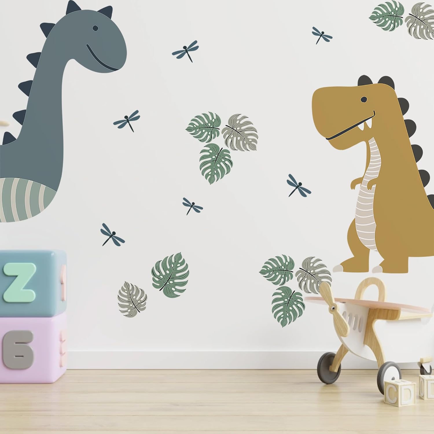 Amazon.com: Large Dinosaur Wall Stickers,Cute Cartoon Dinosaur Art ...