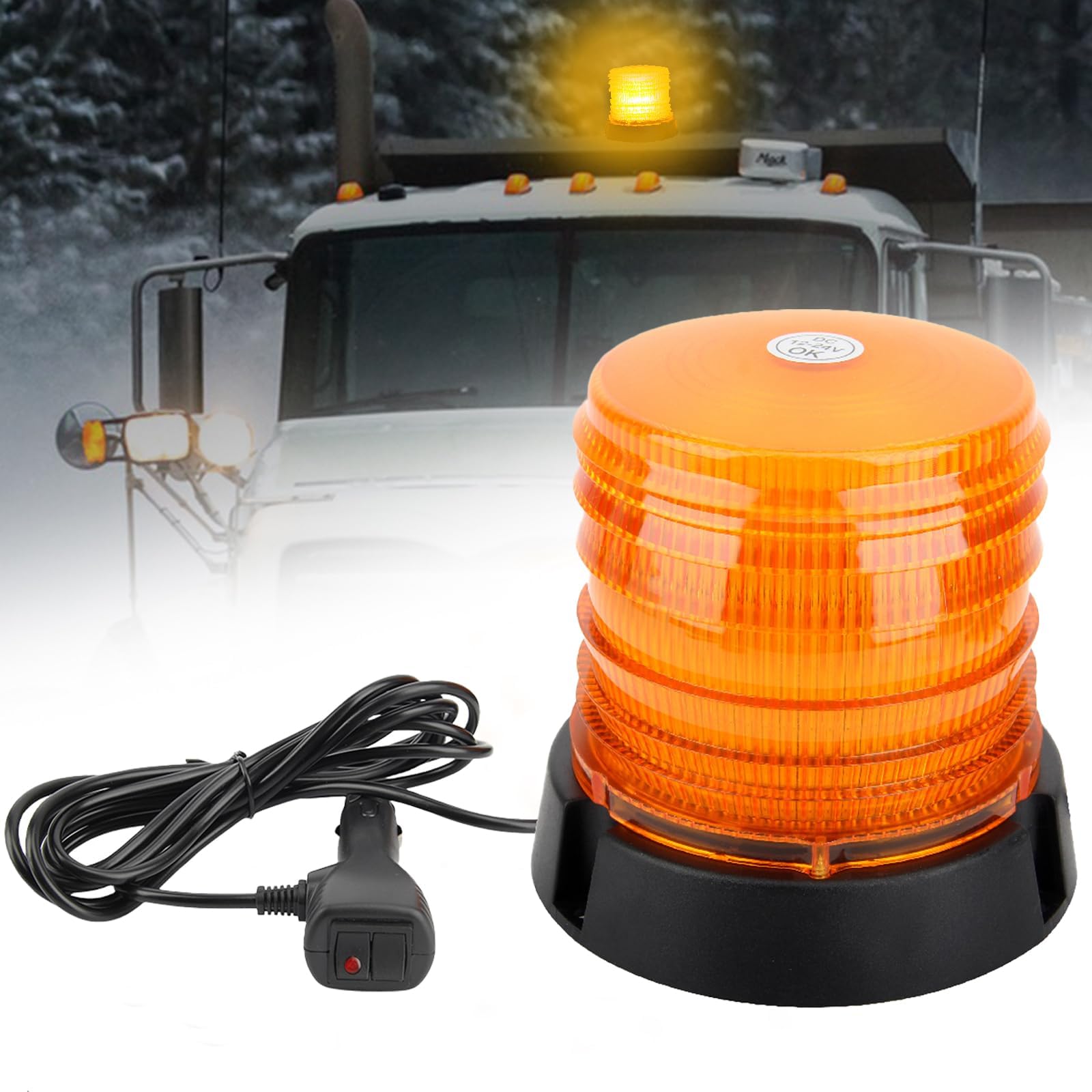 Amazon.com: JESTMOTOR 60LED Amber Beacon Light 12-24V 16 Mode Emergency ...