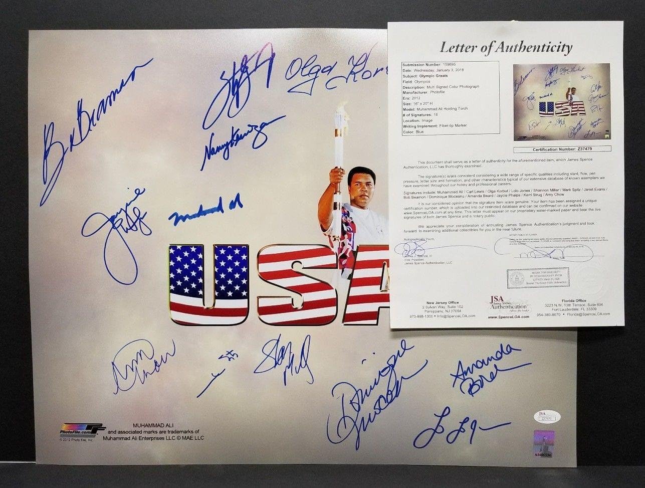 Amazon.com: Muhammad Ali Autographed Photograph - Team USA Lewis Korbut ...