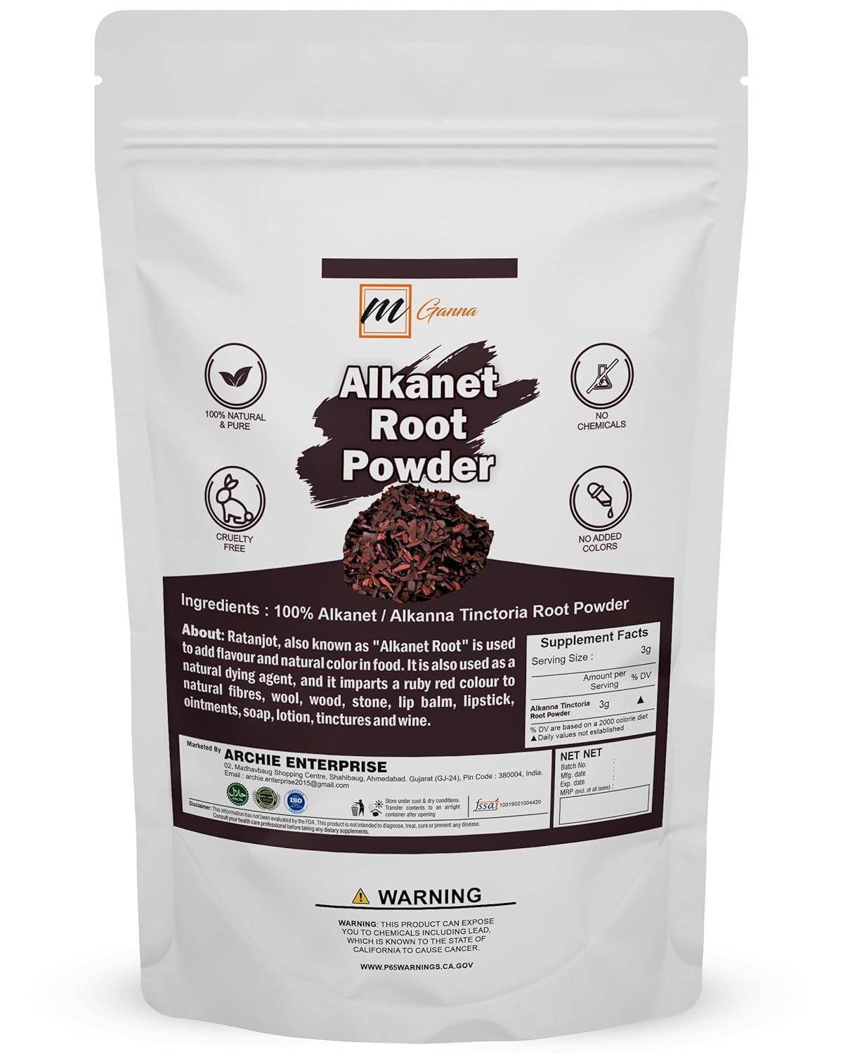 Amazon.com : mGanna Alkanet Alkanna Tinctoria Root Powder 100% for Hair ...