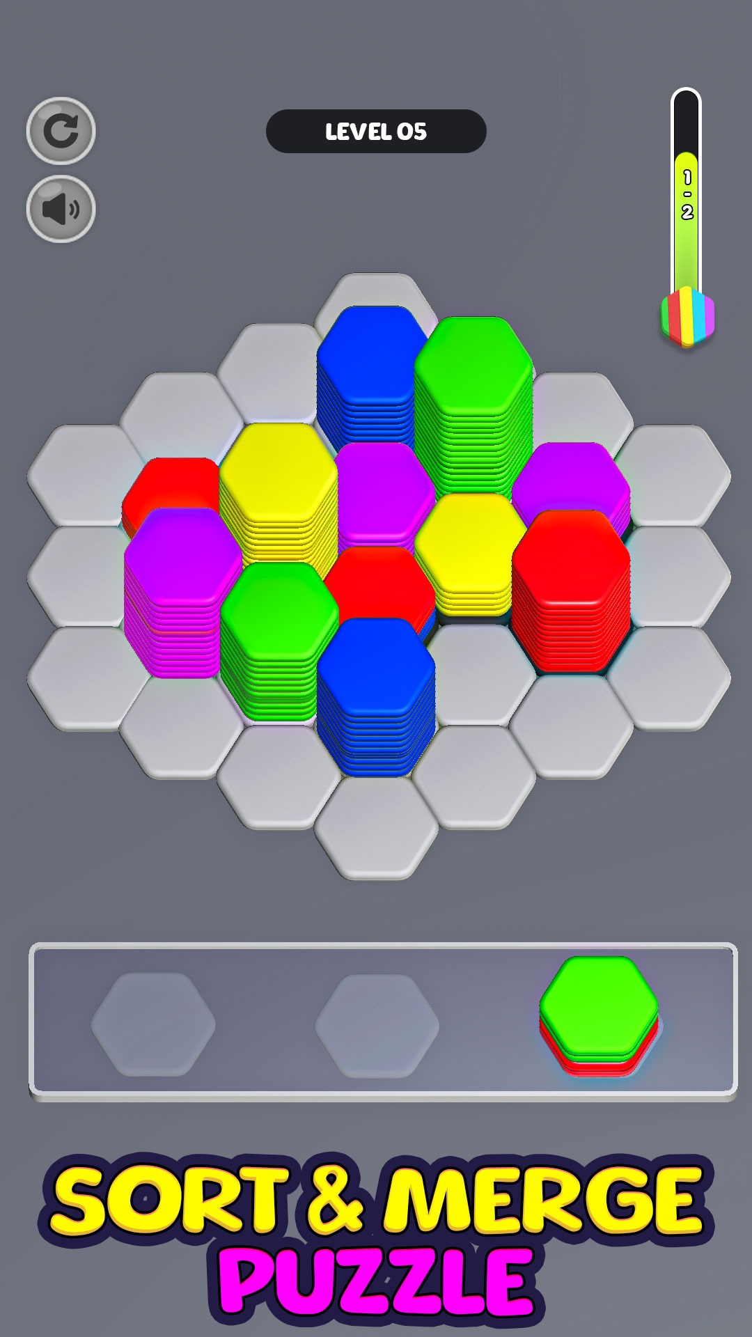 Hexa Sort Puzzle 3D Hexa Sorting Challenge! Hexa Sort Games Color Tiles Stack Hexa Sorting ...