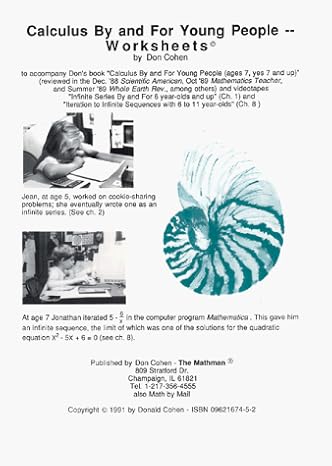 Calculus by and for Young People: Worksheets: Cohen, Don: 9780962167454 ...