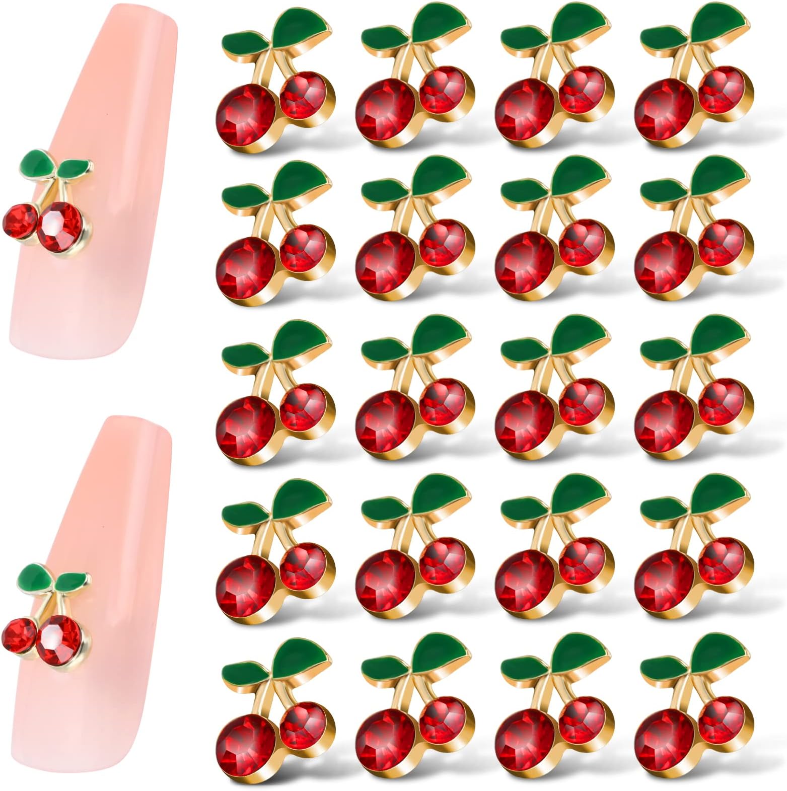 Amazon.com: qiipii 60 Pcs 3D Cherry Nail Charms Cherry Nail Rhinestones ...