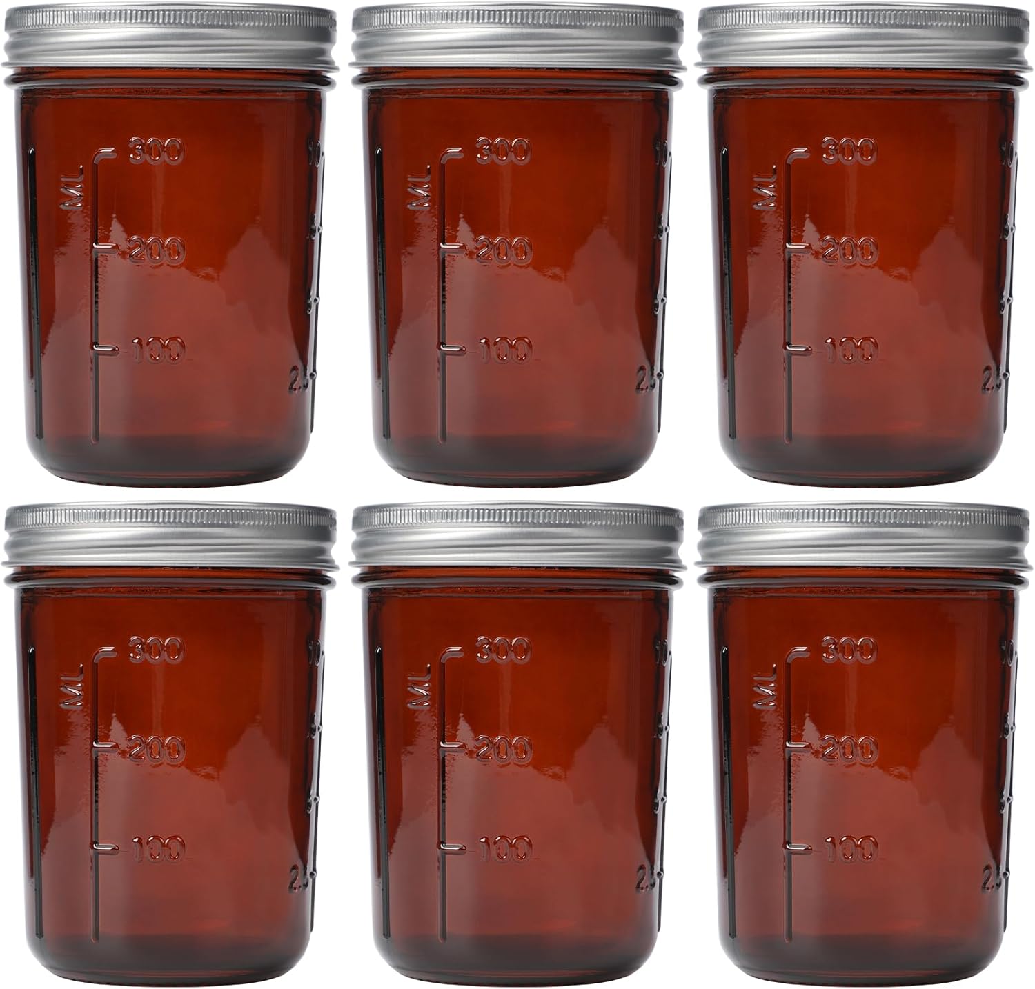 Amazon.com: KORCCI Amber Glass Mason Jars 16oz - 6 Pcs Wide Mouth Mason ...