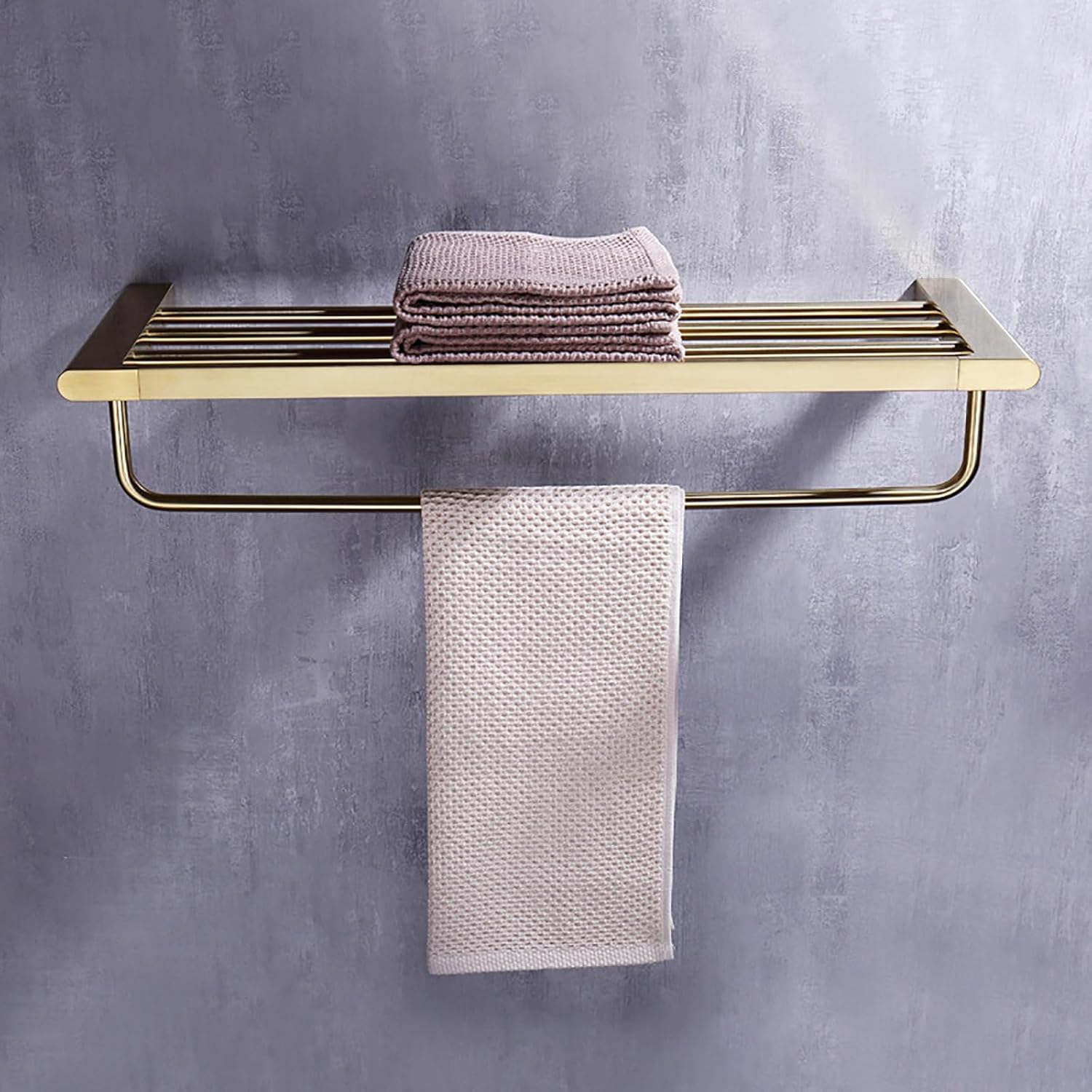 Amazon.com: Towel Rack Bathroom Brushed Gold Towel Shelf with Towel ...