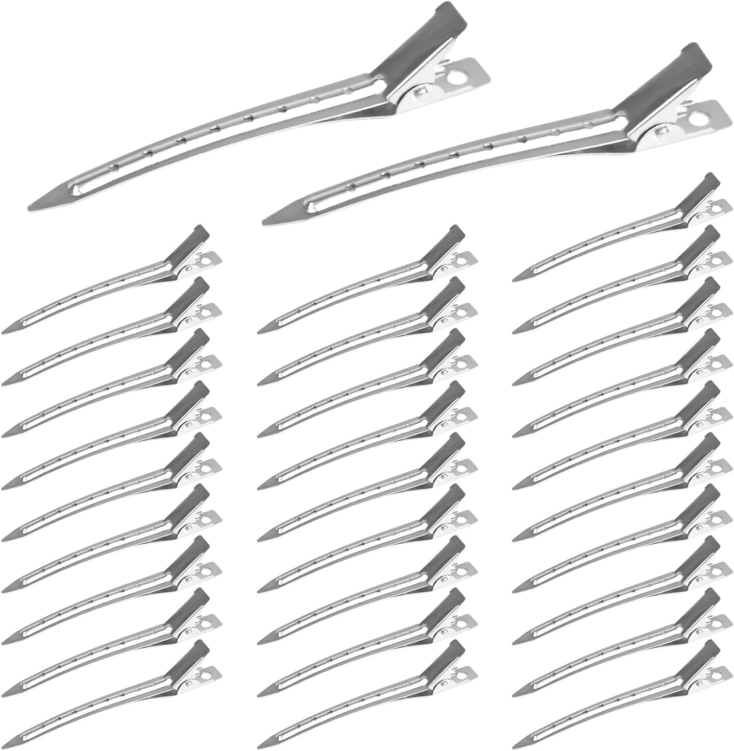 Silver Metal Duckbill Hair Clips - 30pcs, 3.5 Inch Pin Curl Clips for ...