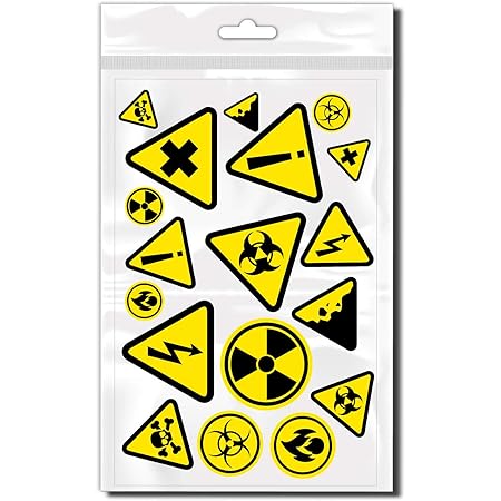 Radioaktiv Aufkleber (15 Stück, 50 mm) - Gefahrensymbole ionisierende ...