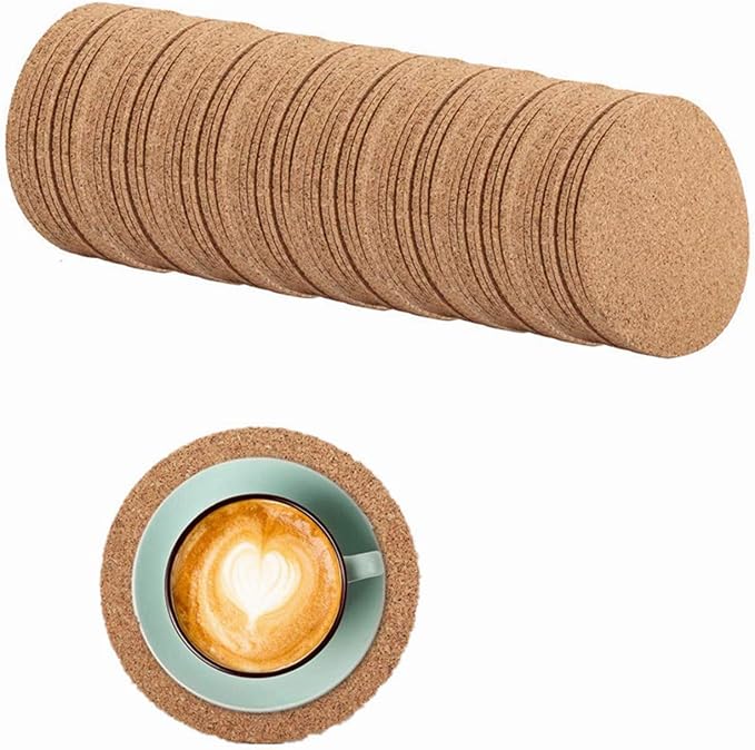 Amazon.com: Natural Round Wood Coffee Cup Mat Heat Cork Coaster Mat Tea ...