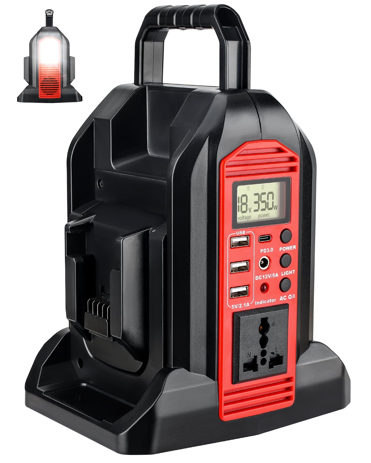 350W Power Inverter for Milwaukee M18 18V Battery, 2-Ports DC 18V to AC ...