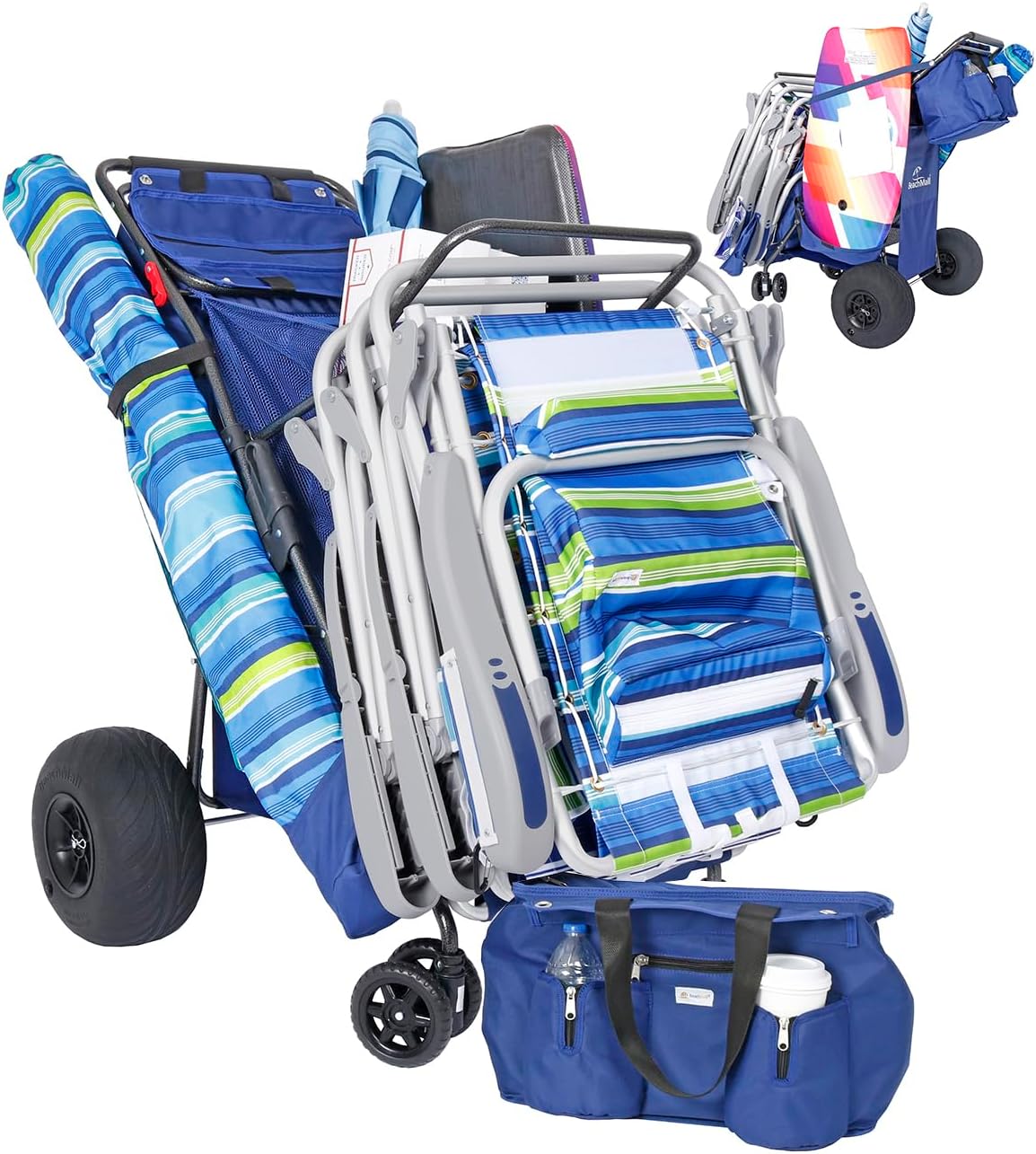 Amazon.com: Bonsing Beach Cart Foldable Fishing Trolley with 12 inch ...