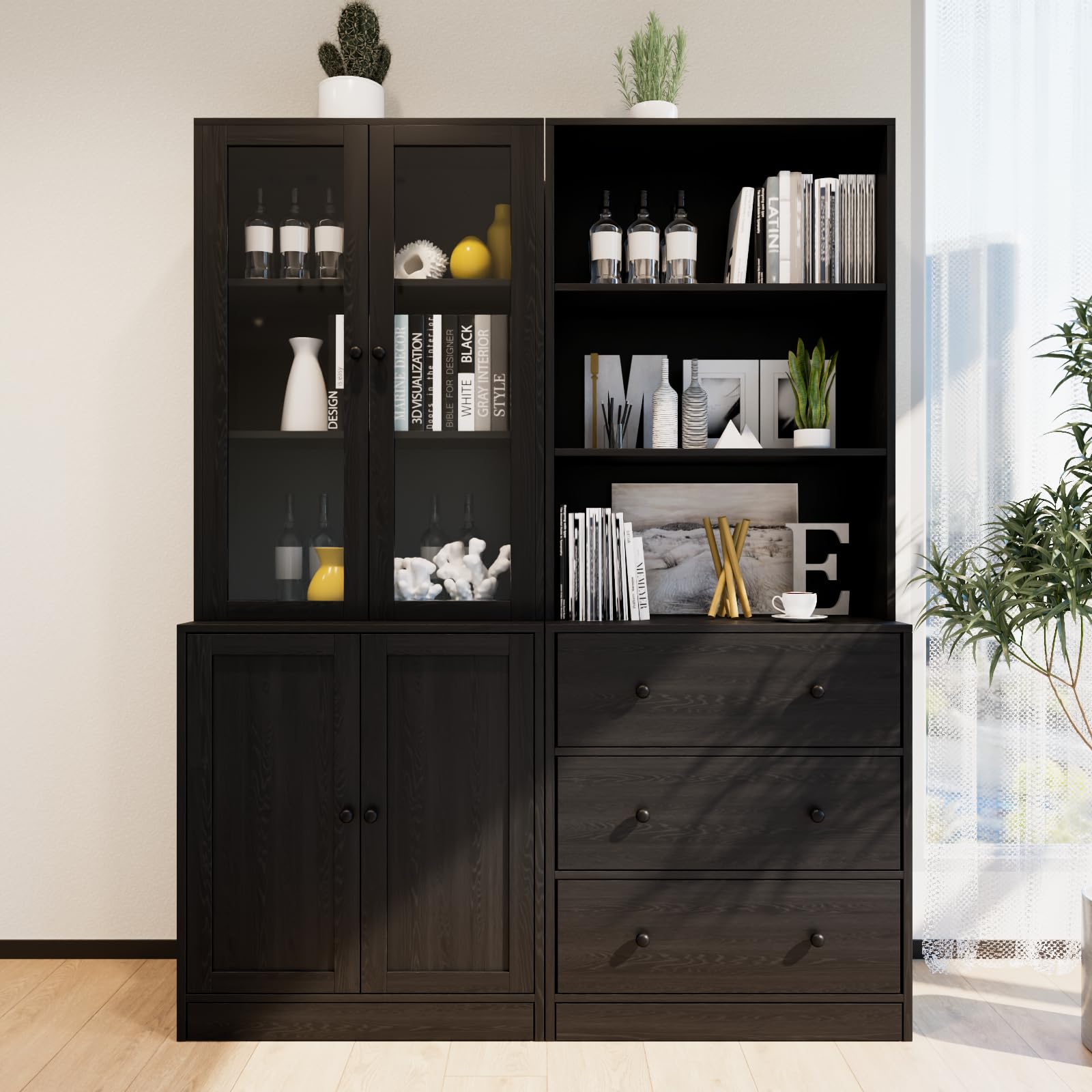 Amazon.com: TUSY 71" Bookshelf Bookcase, 3-Tier Modern Bookshelves 3 ...