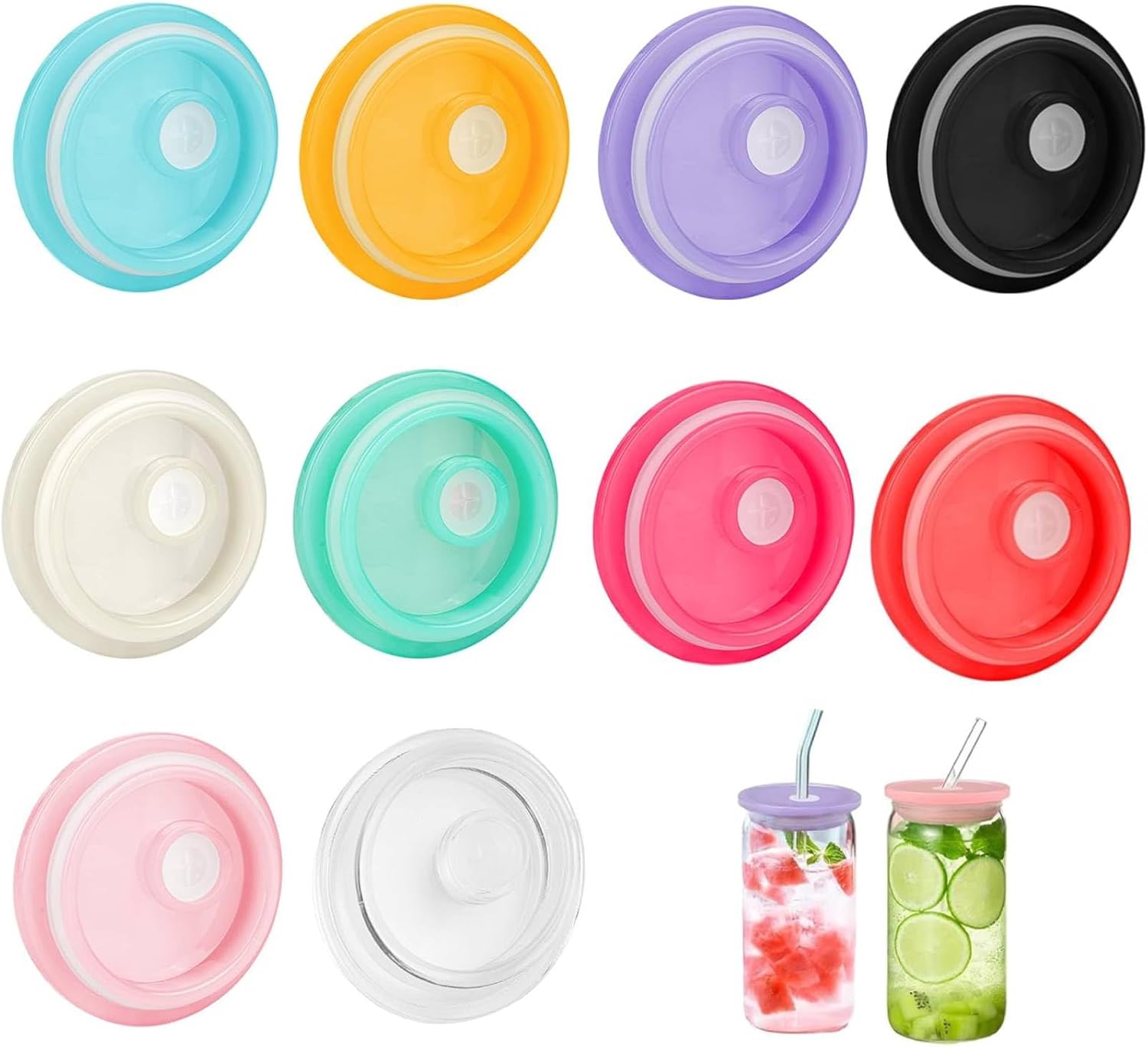 Amazon.com: Colorful Acrylic Lids for 16 oz Glass Cups, Water Cups and ...