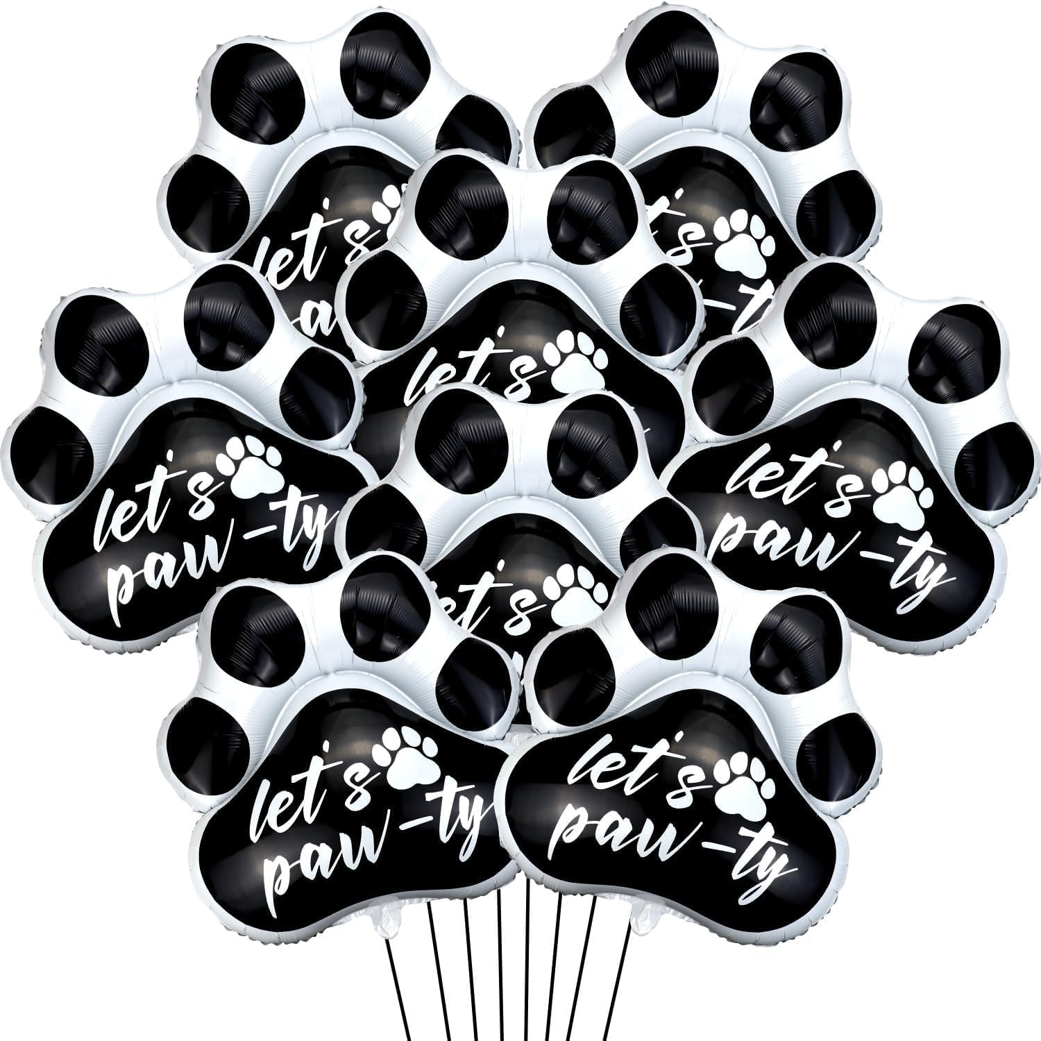 Dog Party Decorations - Paw Print and Pawty Shaped Foil Balloons for ...