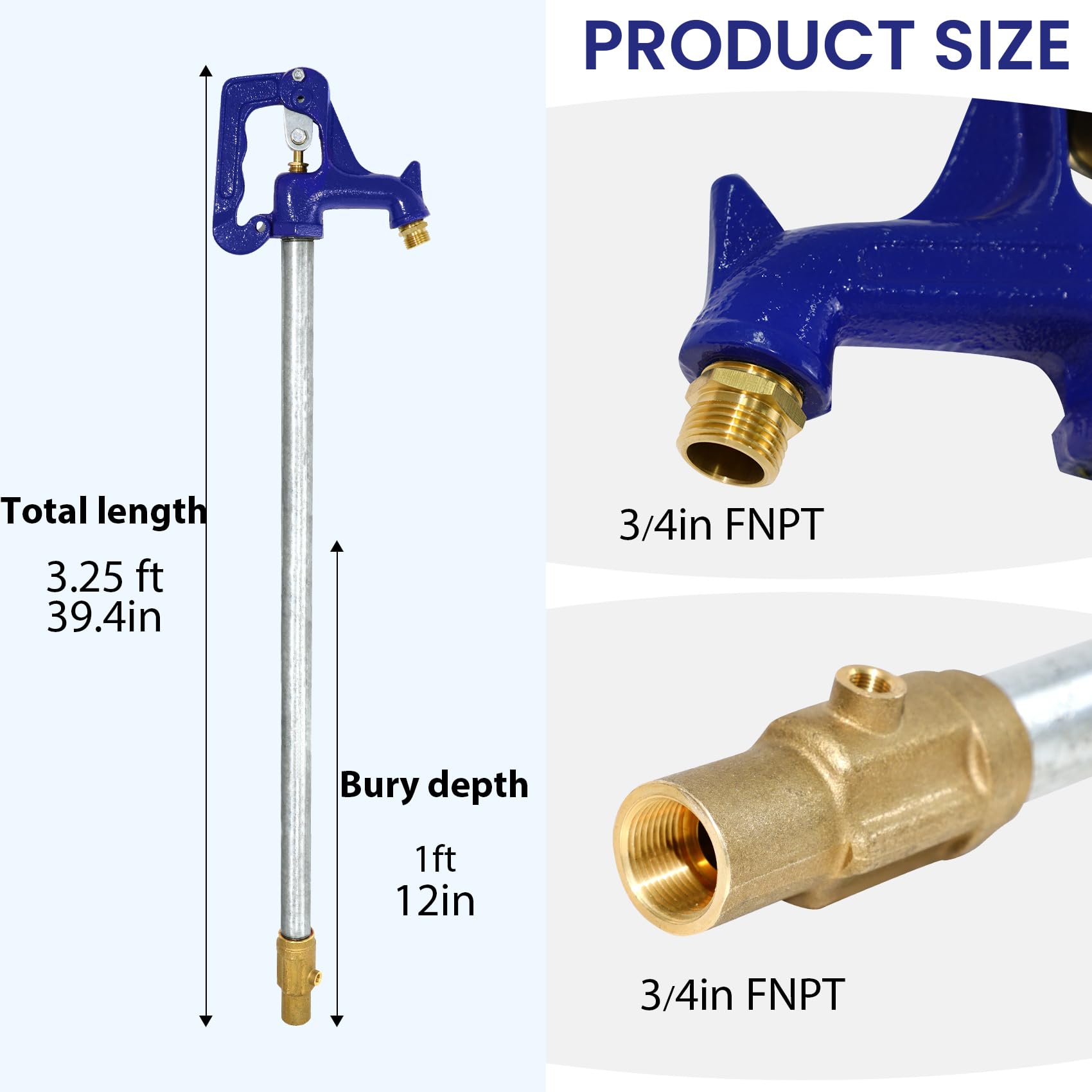 Ebusin 3ft Frost-Free Yard Hydrant, Freezeless Frost Proof Hydrant ...
