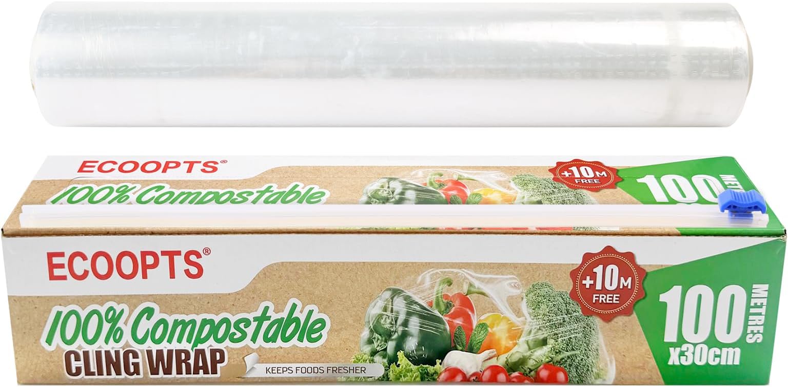 ECOOPTS 100% Compostable Cling Film with Slide Cutter | Free from BPA ...
