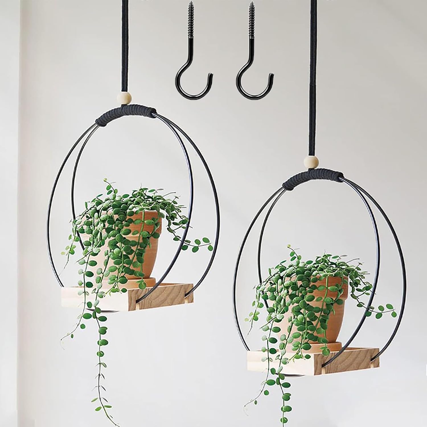 AIDODIA Hanging Basket Indoor Metal Hanging Basket Black, Hanging ...