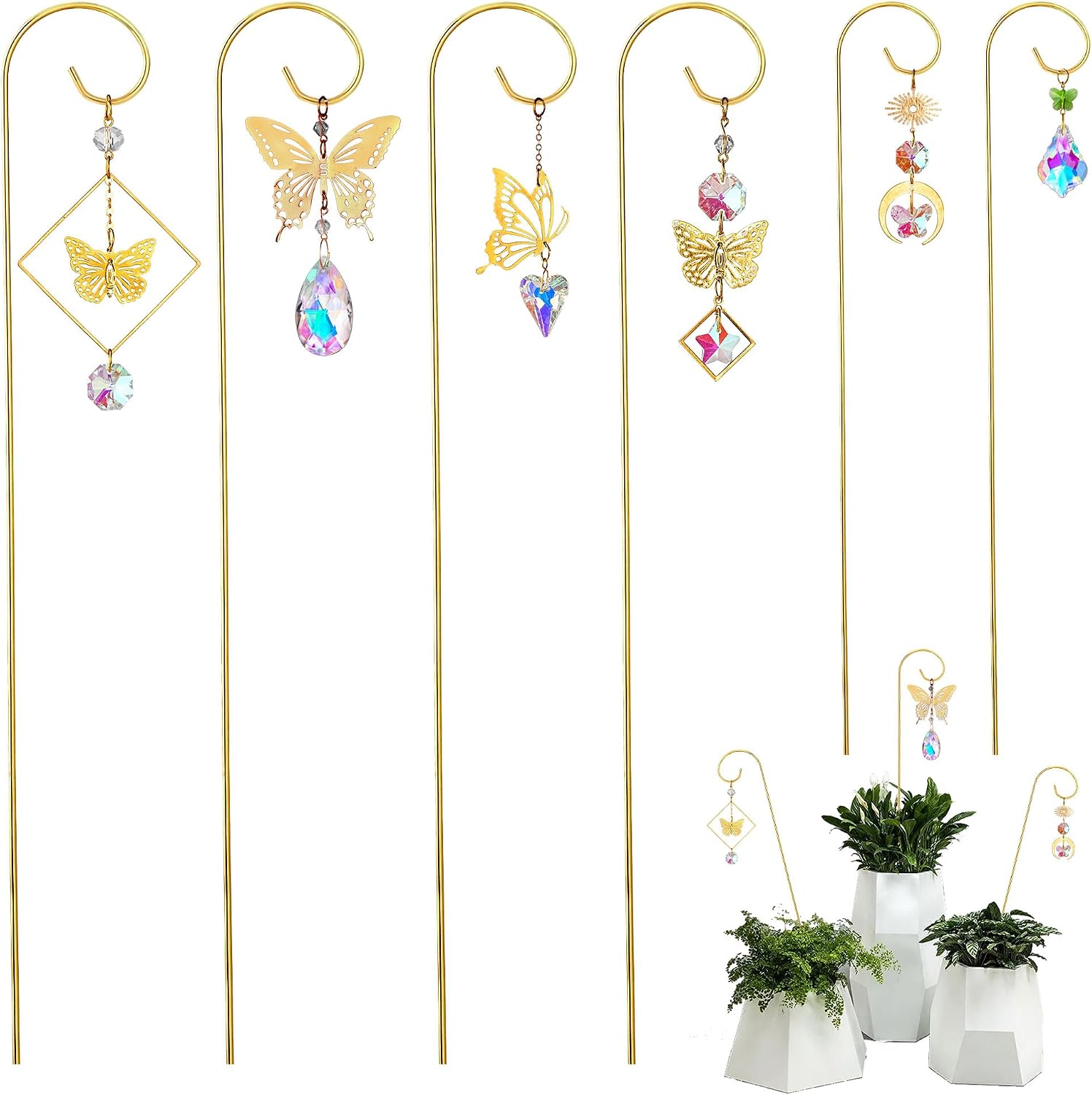 Amazon.com: HDCRYSTALGIFTS 6pcs Crystal Butterfly Suncatchers with 13 ...