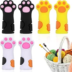 Amazon.com: Ouligay 6Pcs Knitting Needle Point Protectors Cat Paw ...