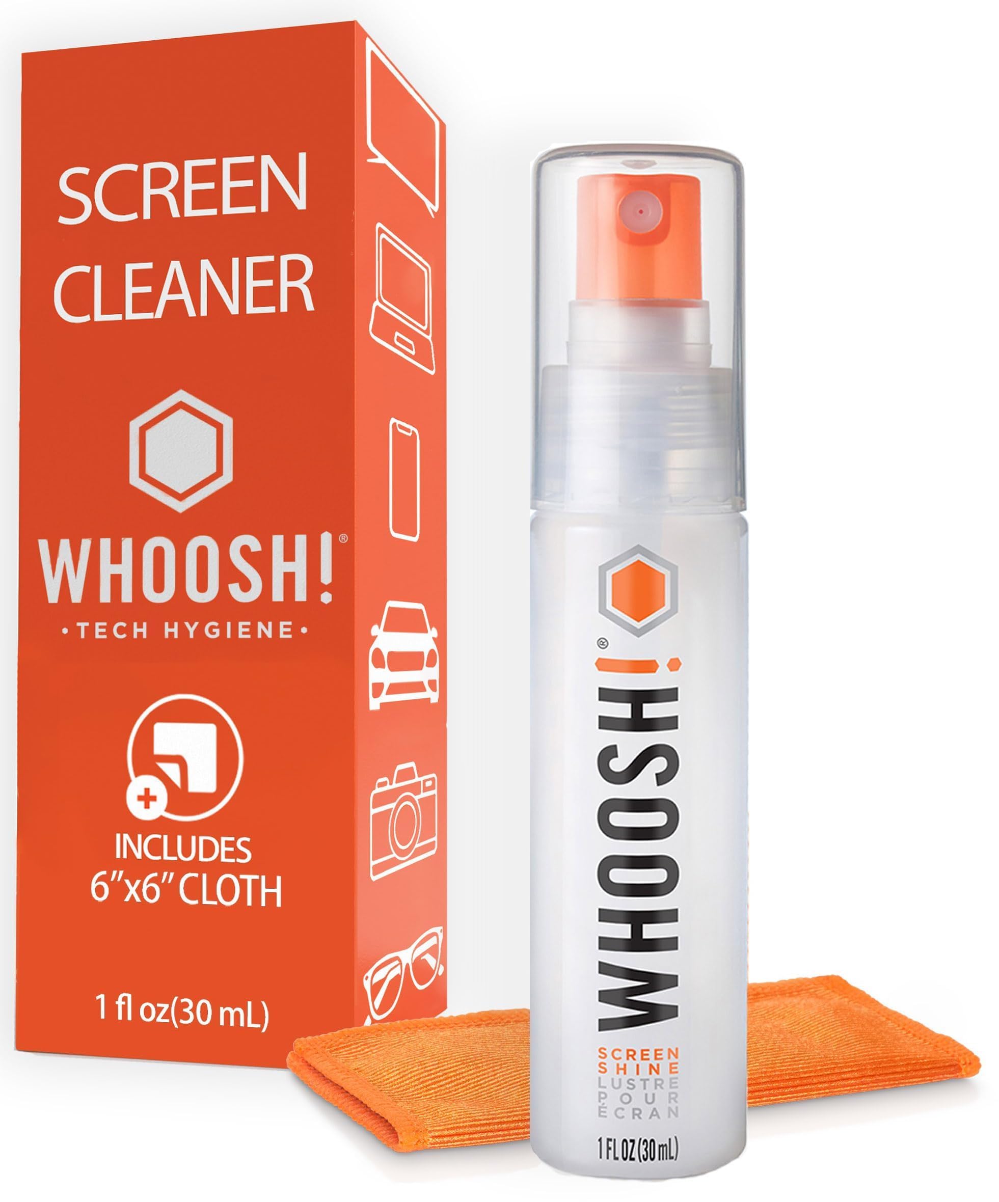 WHOOSH! Glasses Cleaner Spray - 30 ml + 1 Microfiber Cleaning Cloth ...
