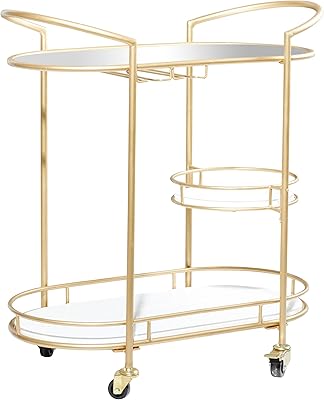 Amazon.com - Safavieh Eliza Bar Cart, Brass and Black Glass - Bar ...