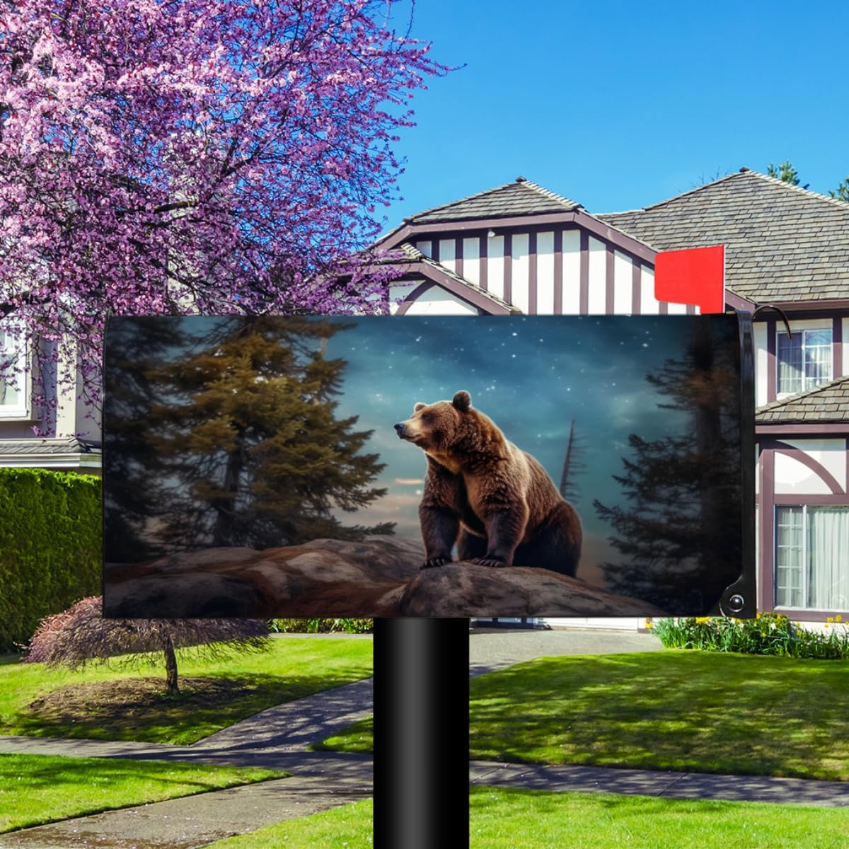 Amazon.com: Bear Woods Night Mailbox Cover Standard Size 21" x 18 ...