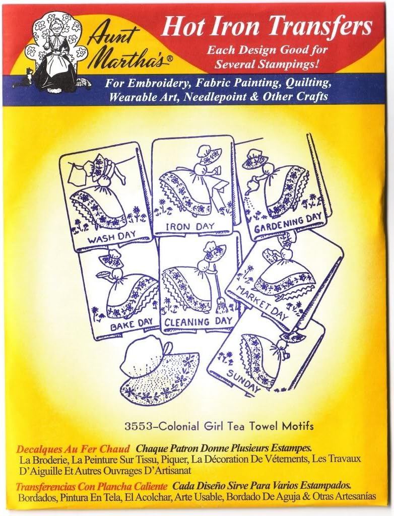 Amazon.com: Colonial Girl Tea Towel Motifs Aunt Martha's Hot Iron ...