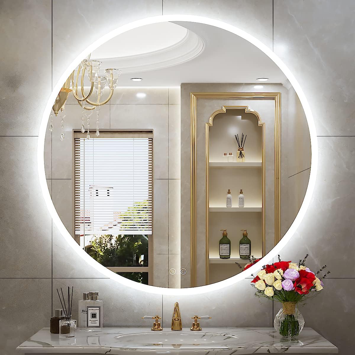 Amazon.com: FTOTI 36 Inch Round LED Mirror for Vanity,Lighted Round ...