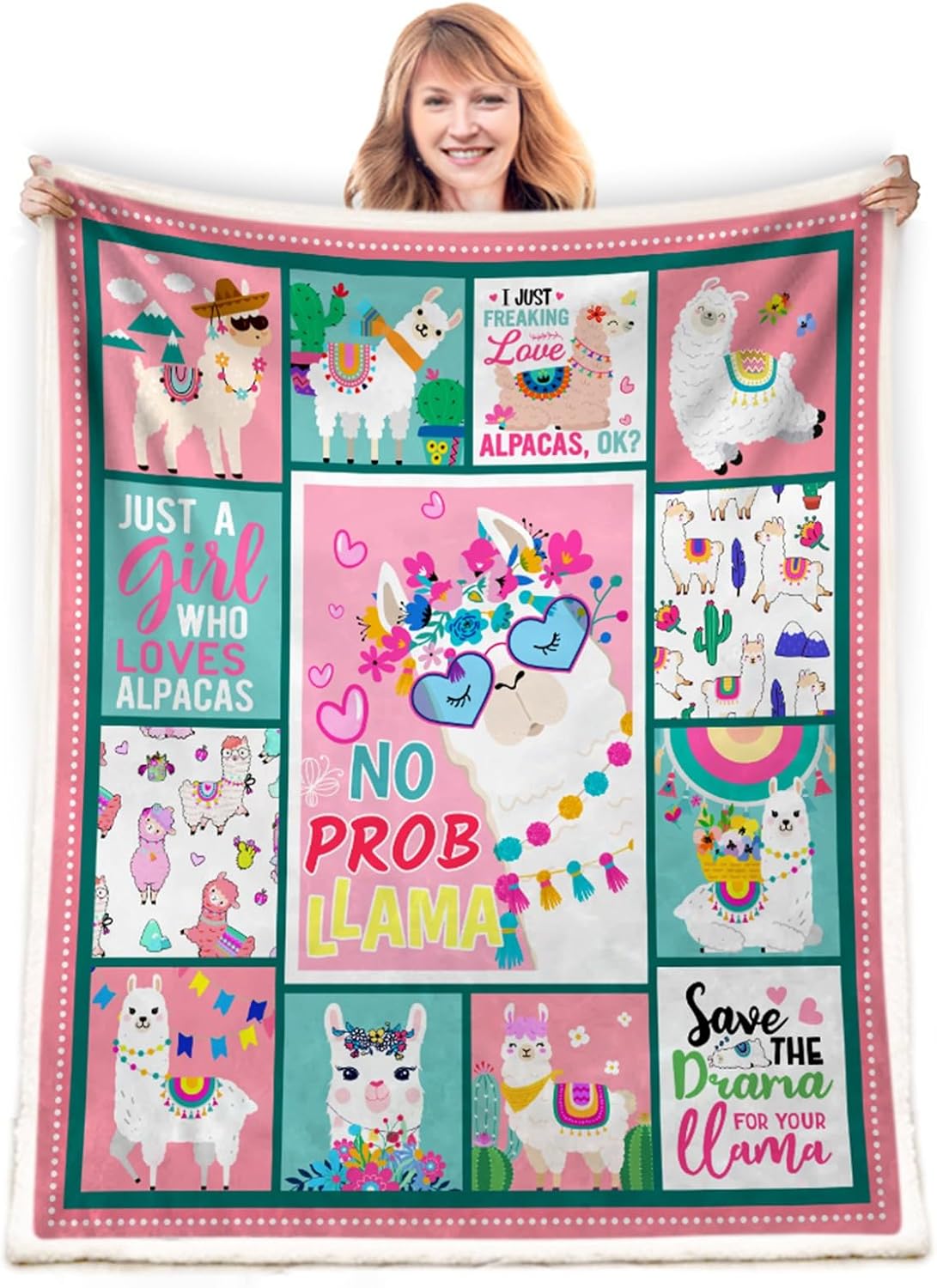 Amazon.com: NTMANON Llama Blanket,Llama Gifts for Girls Women,Just A ...
