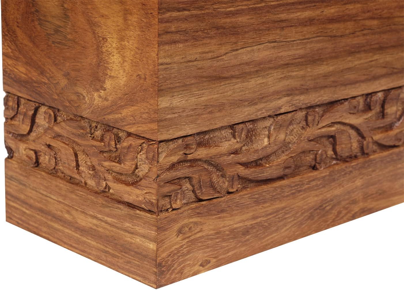 ARTISENIA Hand Carved Wooden Urn Box | Urn for Human Ashes Funeral ...