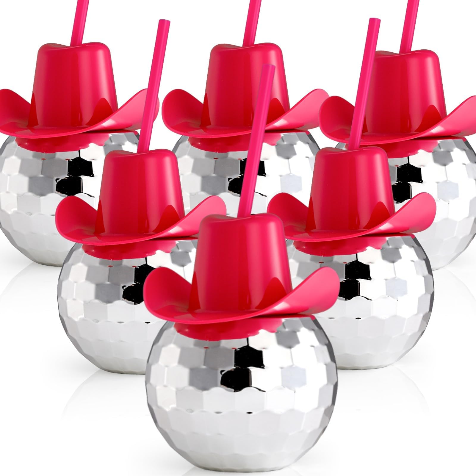 Amazon.com | Noamus 6 Packs Disco Ball Cup Pink Straw, 22 OZ Flash Ball ...