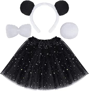 Jmkcoz White Black Panda Animal Costume Set Kids Panda Ears Headband ...