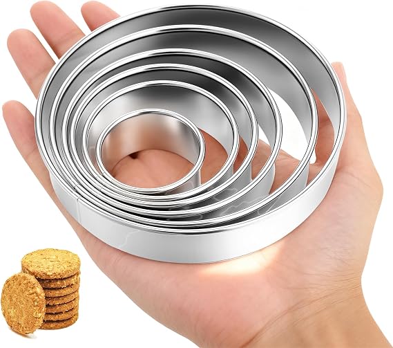 Amazon.com: 6Pcs Round Cookie Cutter Set (2, 3, 3.5, 4, 5, 6 Inch ...