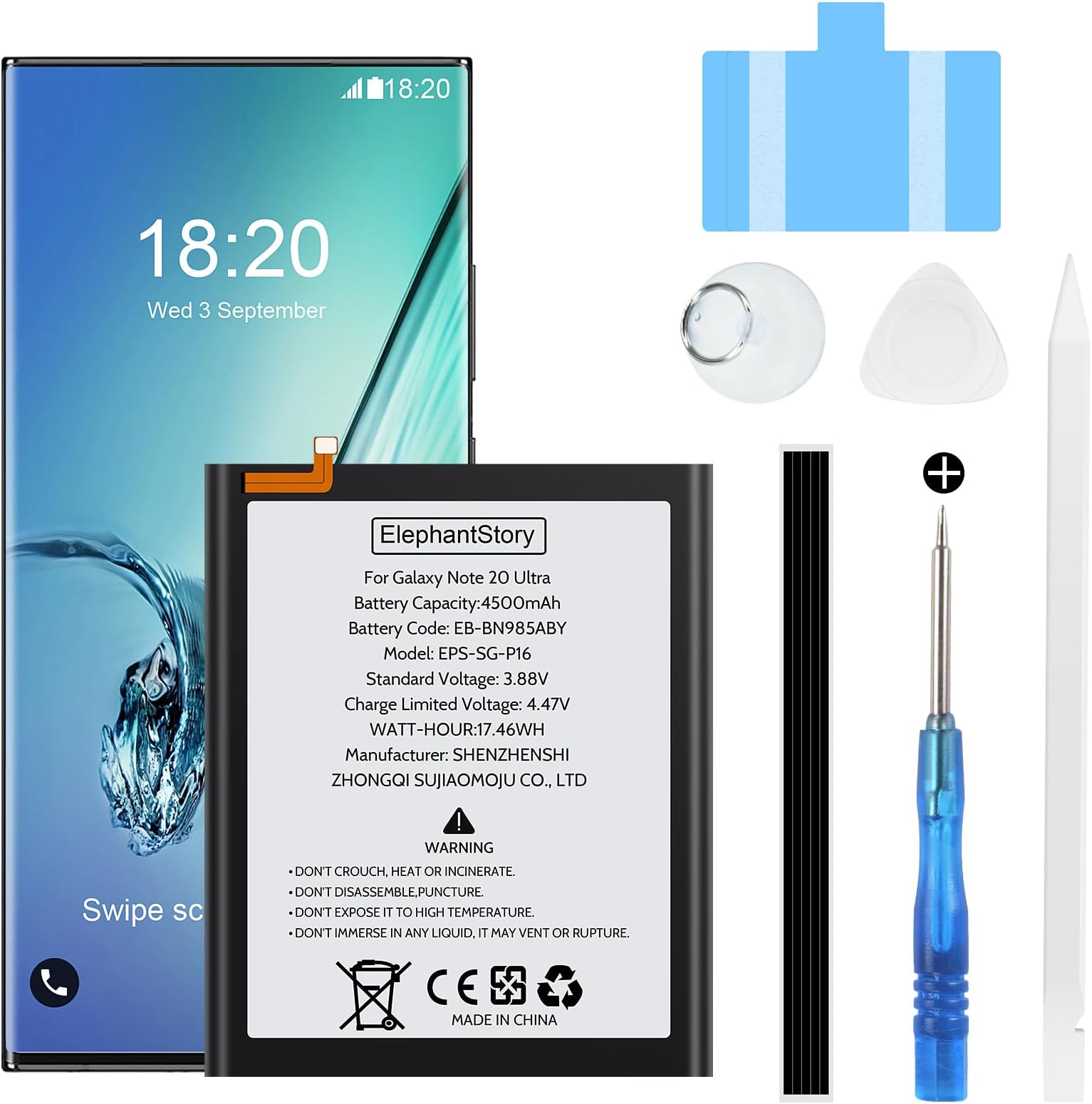 Amazon.com: ElephantStory Battery for Note 20 Ultra, 4500mAh ...