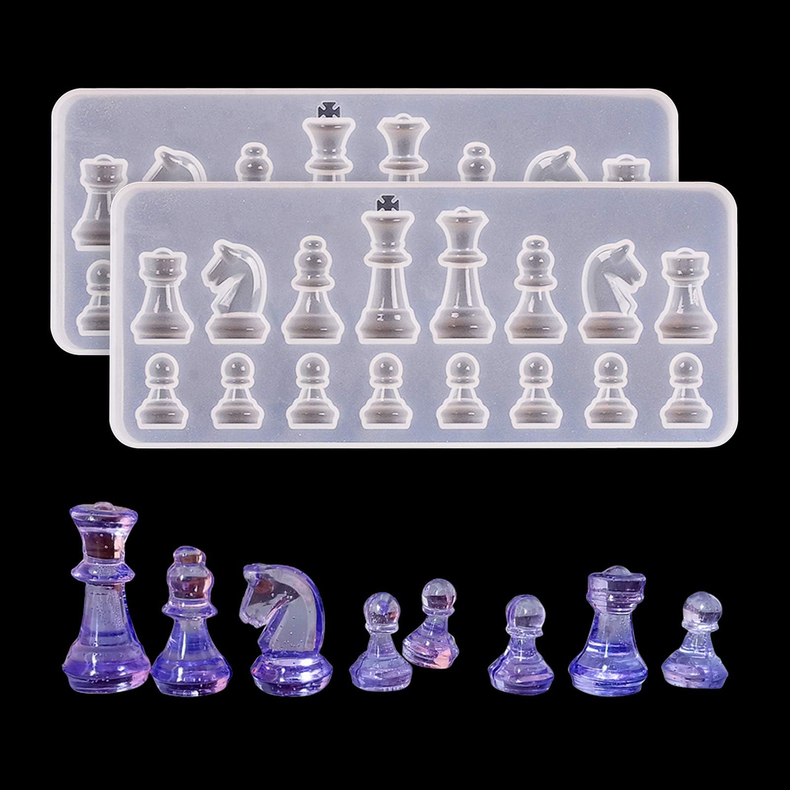 Amazon.com: 2Pcs Silicone Mold Set for DIY Chess or International Chess ...