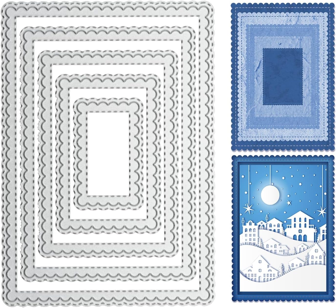 Amazon.com : Nested Rectangle Frame Cutting Dies, Stitched Scallop ...