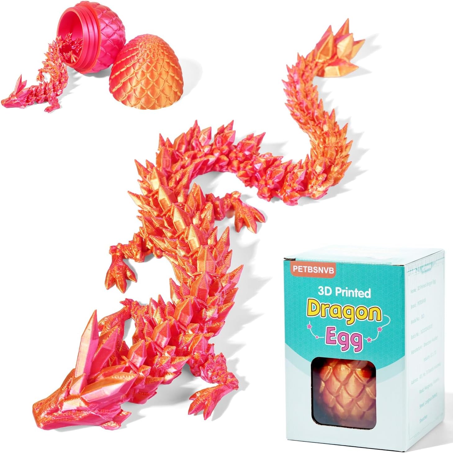 Amazon.com: PETBSNVB 12" 3D Printed Dragon in Easter Eggs, Easter ...