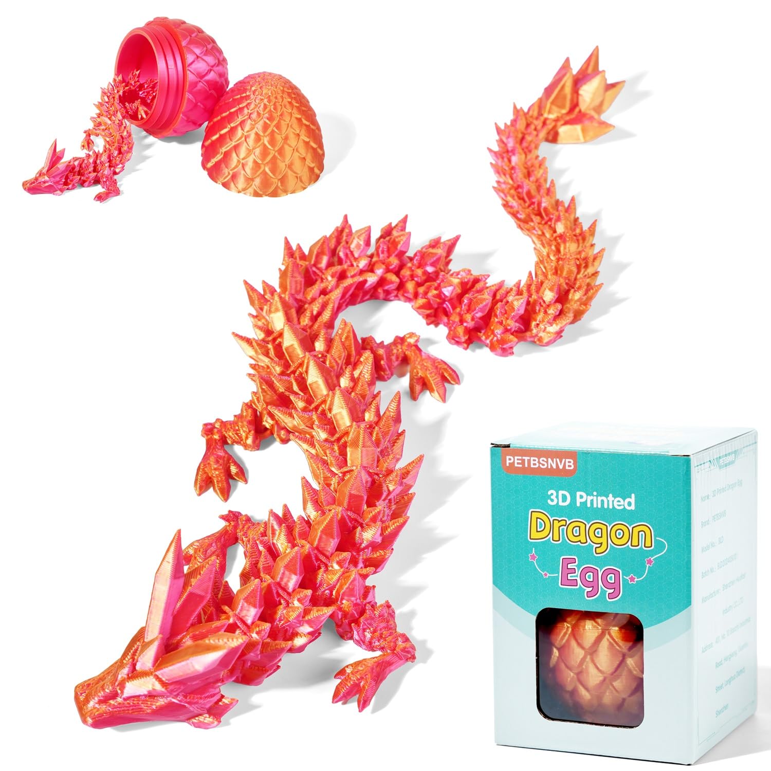 Amazon.com: PETBSNVB 12" 3D Printed Dragon in Easter Eggs, Easter ...