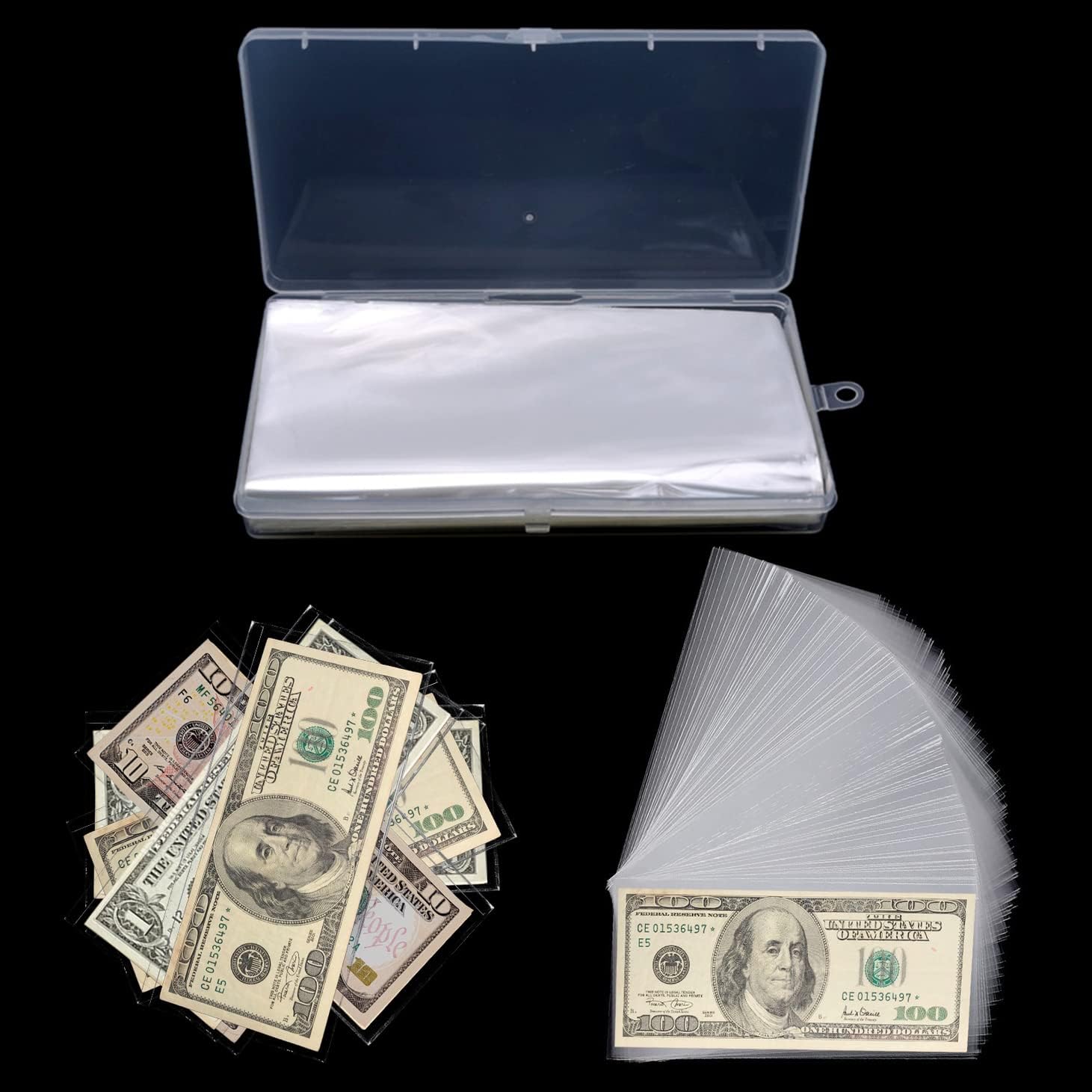 Amazon.com : DSLSQD 100 Pieces Dollar Bill Sleeves, Money Sleeves for ...