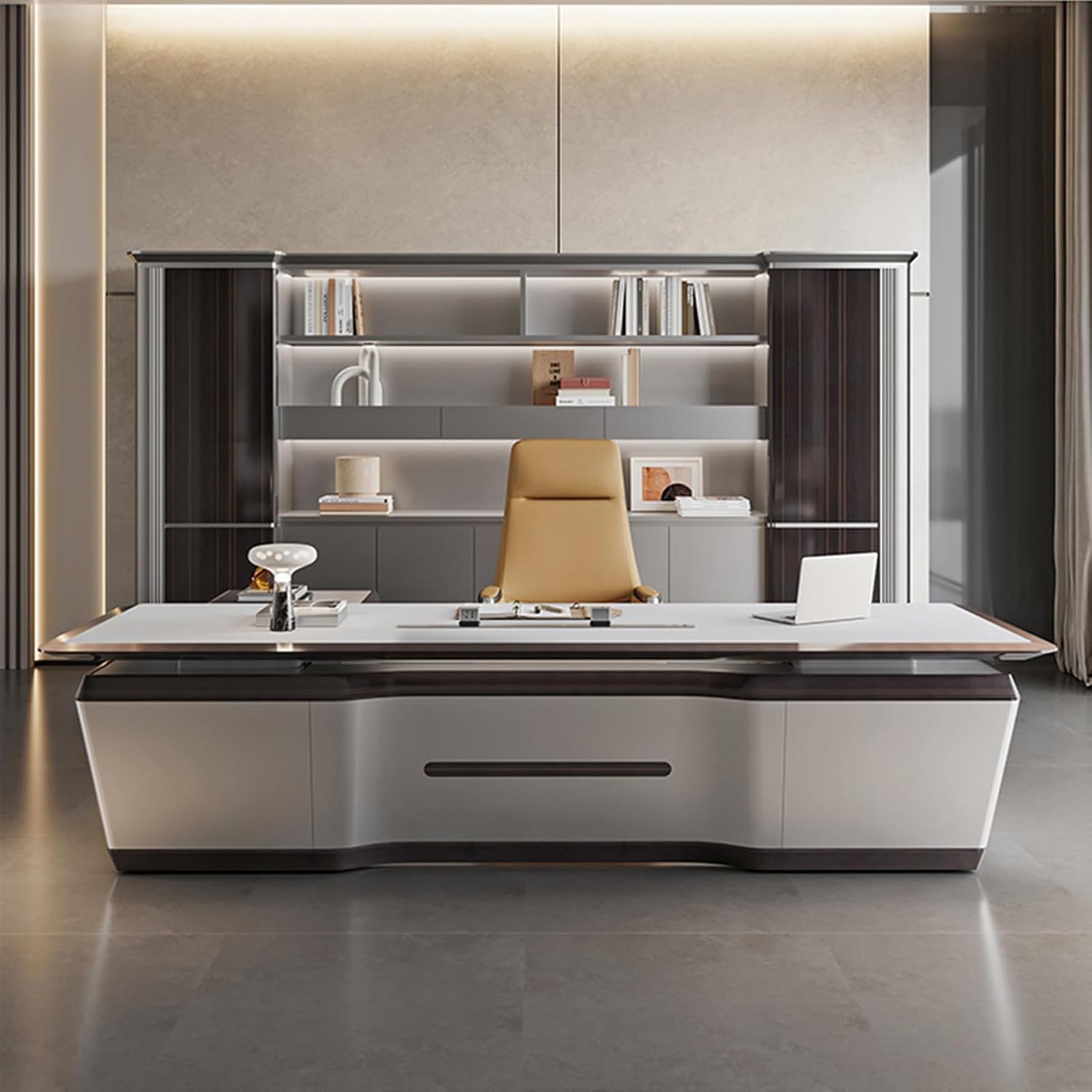 Amazon.com: YZABEL Luxury 94 inch Corner Executive Desk with Drawers and Lateral File Cabinet ...