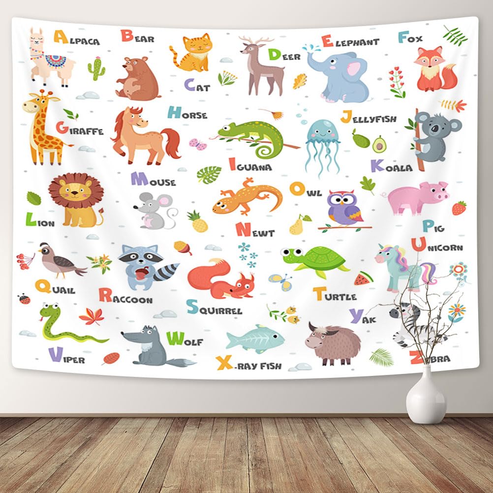 Amazon.com: Grtuspr Learning Tapestry, ABC Alphabet Wall Tapestry Funny ...