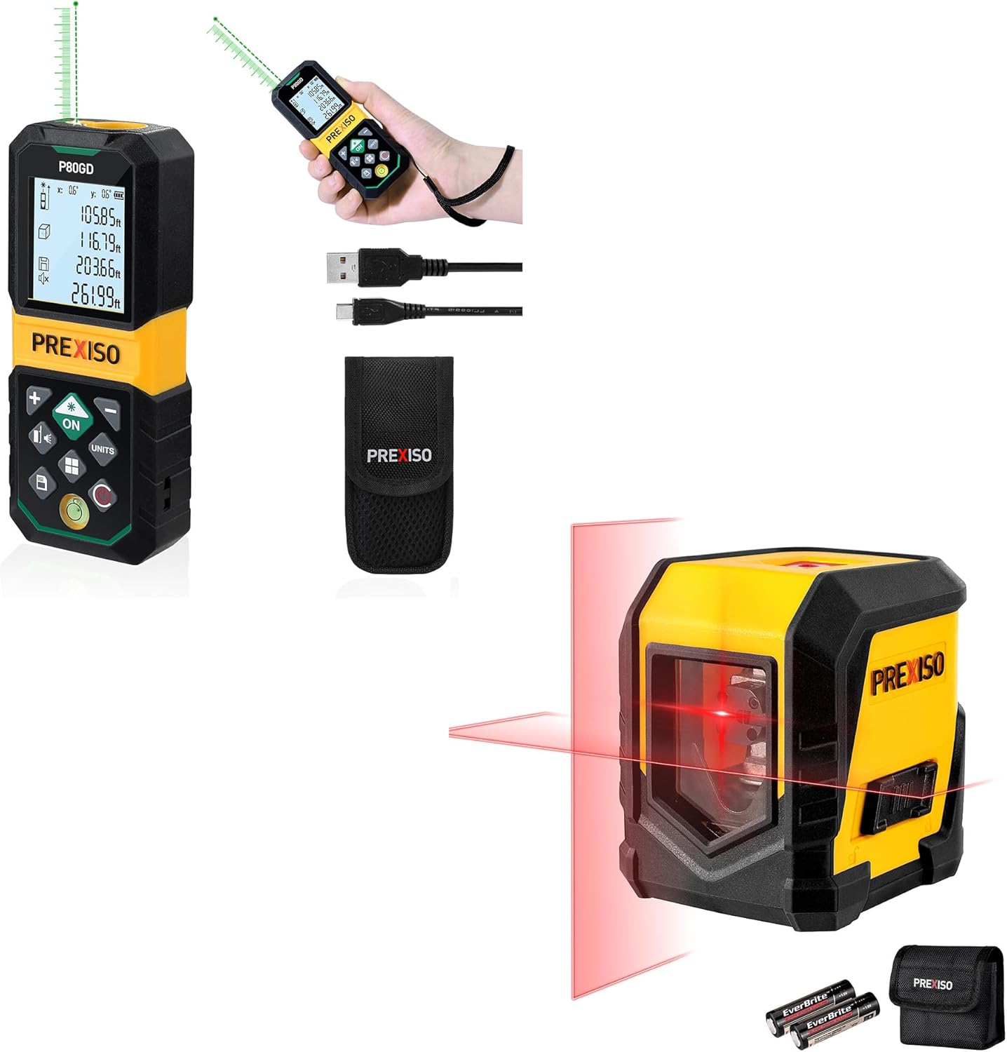 Amazon.com: PREXISO Laser Level Self-Leveling - Cross Line Laser Level ...