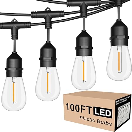100 Foot S14 Edison Outdoor String Lights – Suspended - Commercial ...