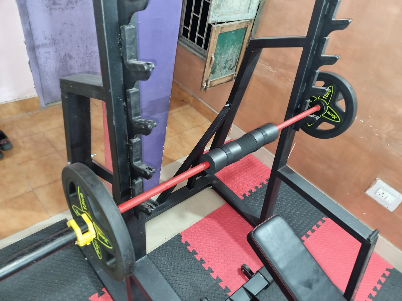 Buy LUMA FIT YOUTH Fitness 7 Feet Straight Olympic Black & Red Barbell ...