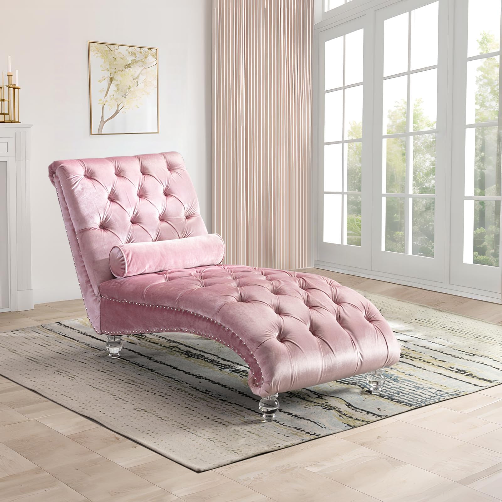 Amazon.com: SmartDer Modern Velvet Chaise Lounge, Upholstered Lounge ...