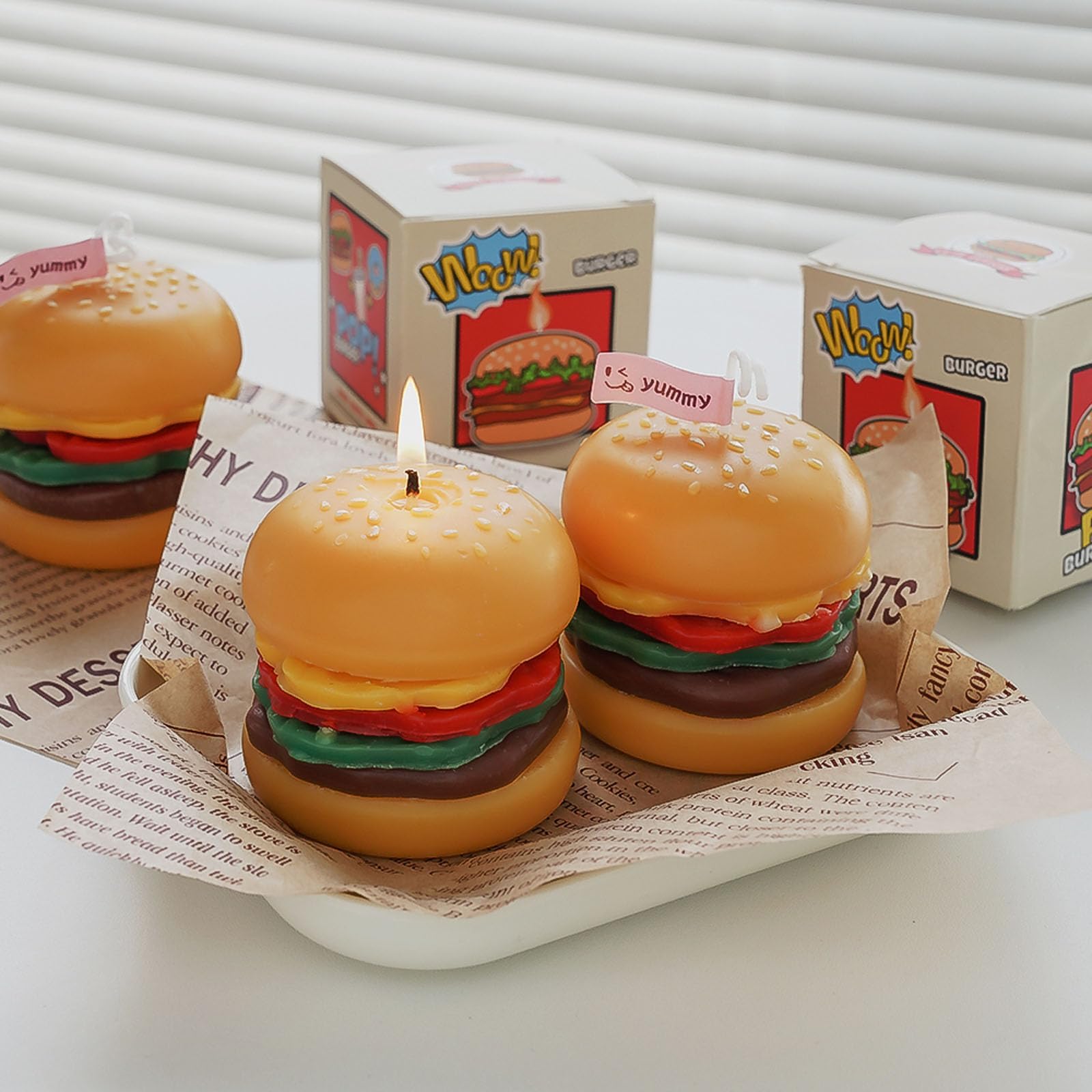 Amazon.com: Burger Shaped Scented Candle,150G Aroma Soy Wax Decorative ...